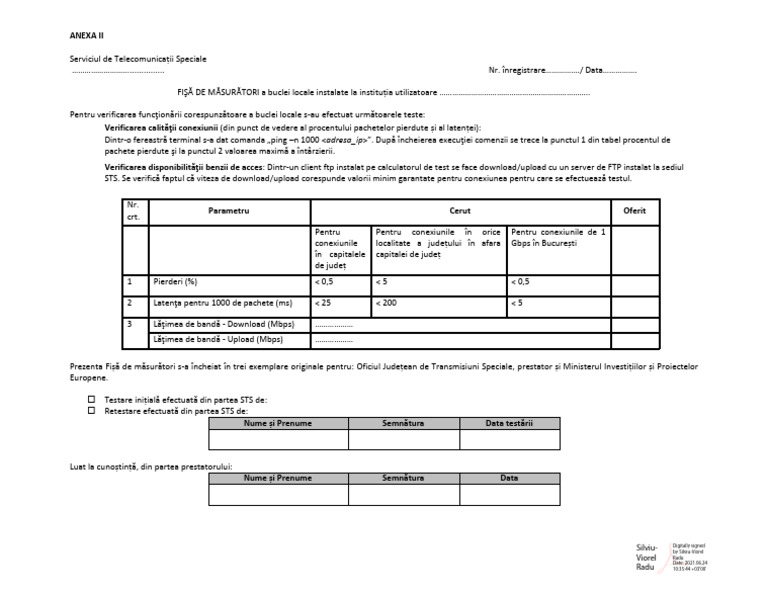 Anexa II SE Fisa de Masuratori | PDF