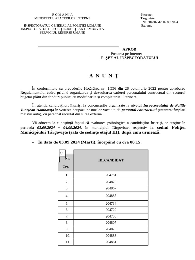 Anunt Programare Evaluare Psihologică 3 | PDF