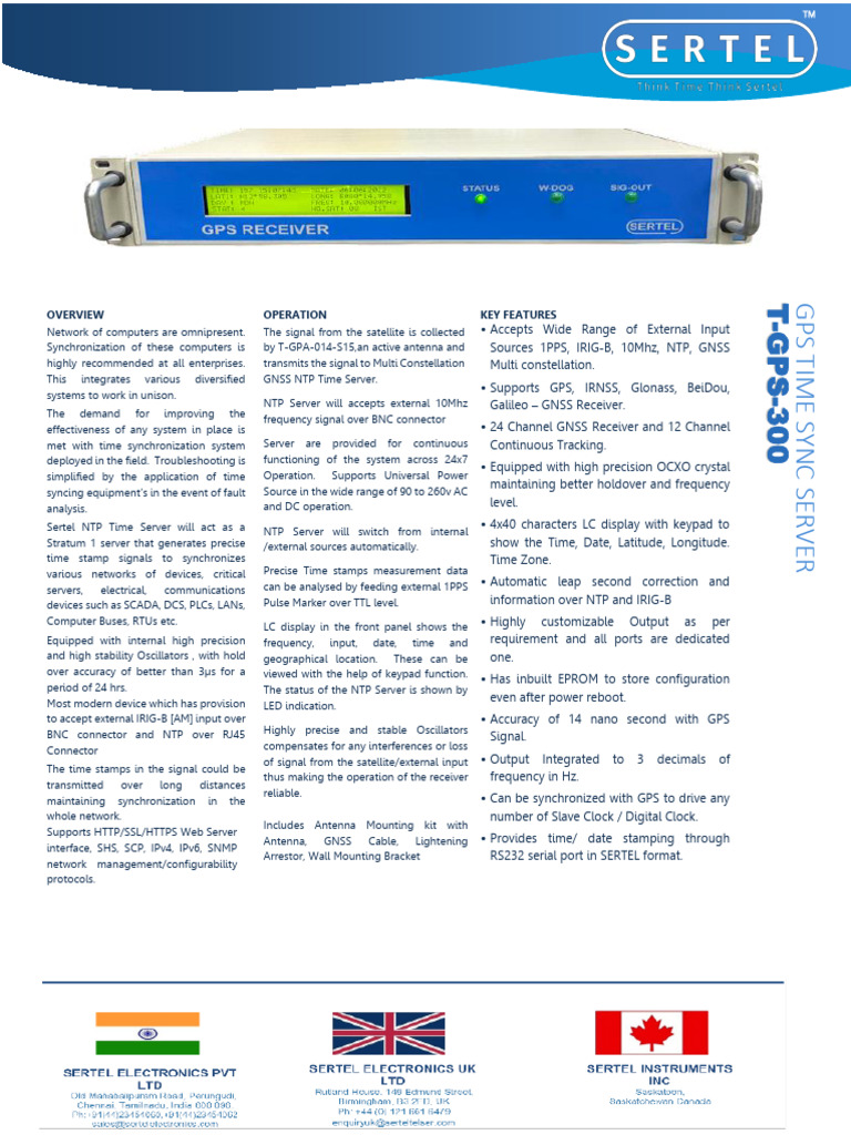 Sertel T-GPS-300 Catalogue | PDF
