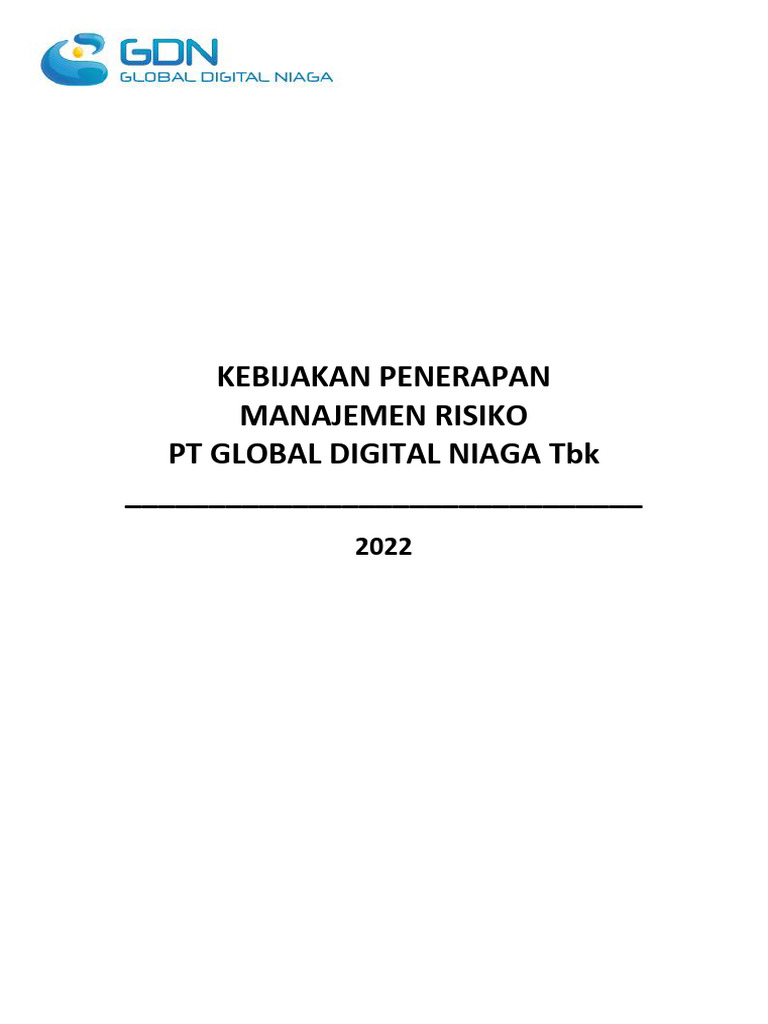 Kebijakan-Penerapan-Manajemen-Risiko-PT-Global-Digital-Niaga-Tbk | PDF