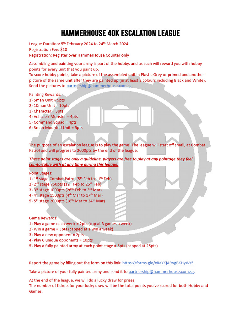 HammerHouse 40K Escalation League | PDF