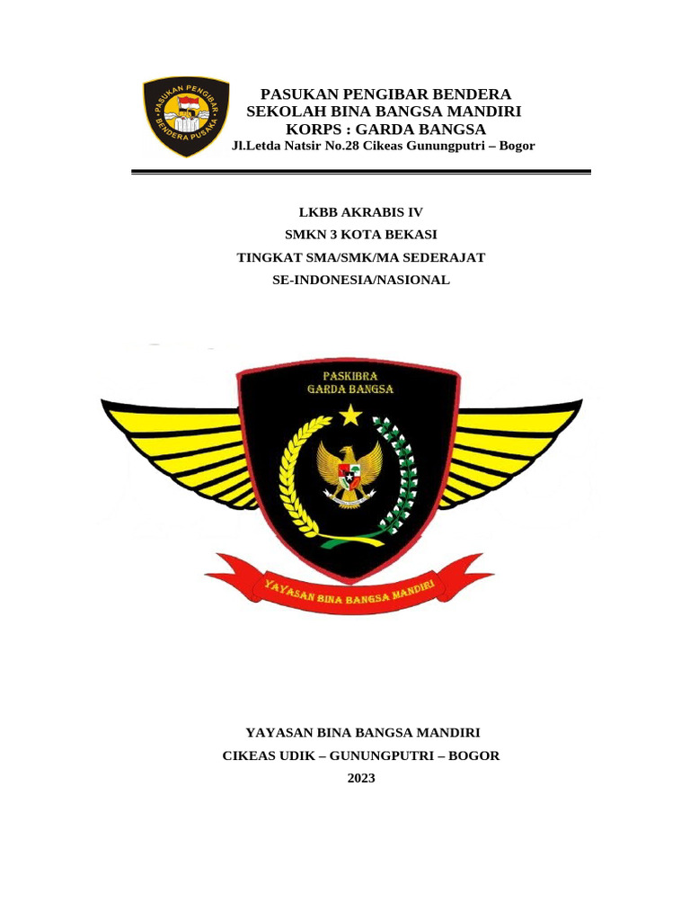 Proposal Lomba LKBB AKRABIS IV SMKN 3 Kota Bekasi | PDF
