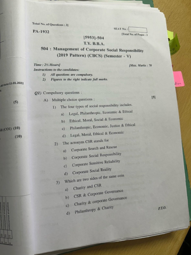 CSR 504 Practice Paper | PDF