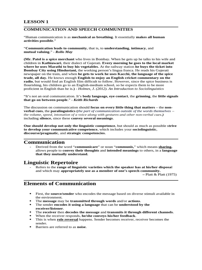 Pur. Comm. 1st Lesson (Reviewer) | PDF
