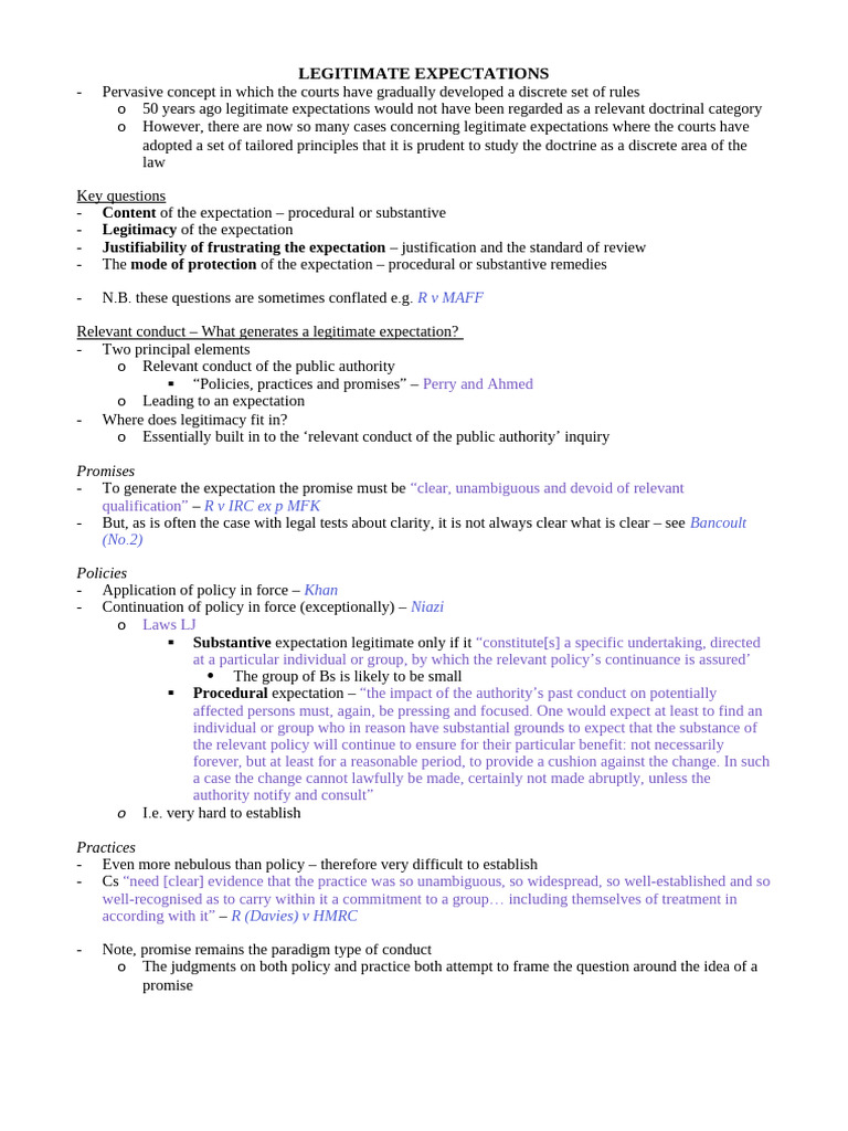 Legitimate Expectations | PDF