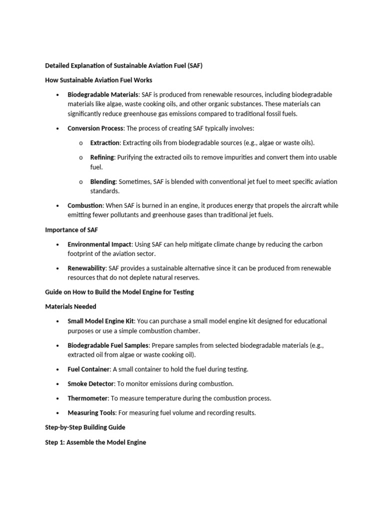 Detailed Explanation of Sustainable Aviation Fuel (SAF) | PDF