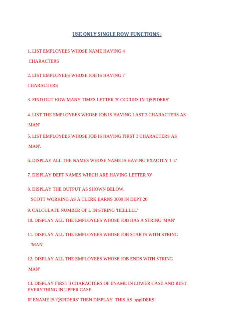 6.q On Single Row Functions | PDF