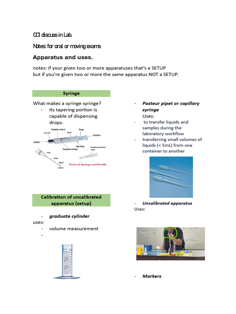 CC1 Discuss in Lab | PDF | Syringe