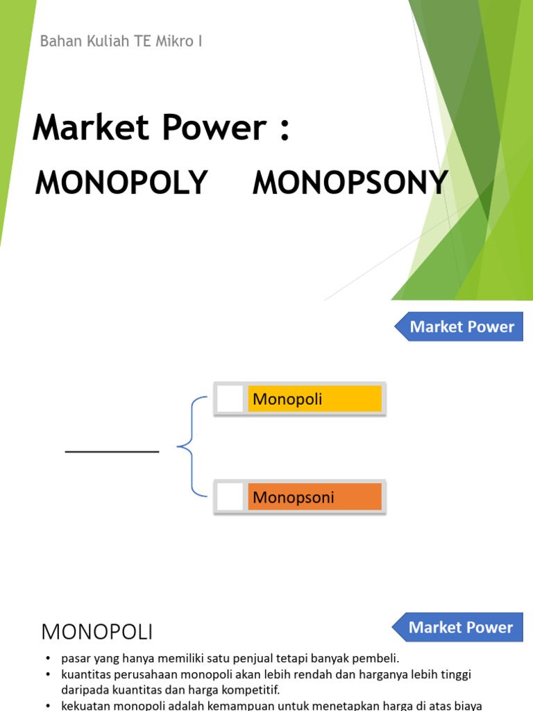 Chapter 10 Market Power - MONOPOLY MONOPSONY | PDF | Elasticity (Economics) | Market Failure