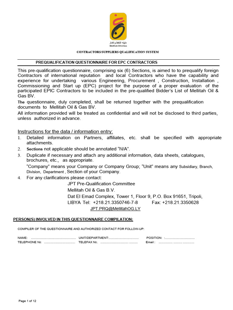 MOG PreQualification 01 | PDF