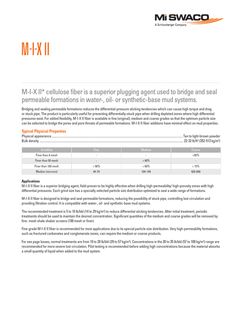 M-I-X II Cellulose Fiber Is A Superior Plugging Agent Used To Bridge ...