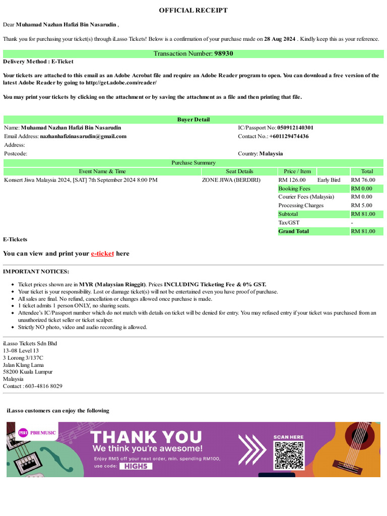 Transaction Number:: E-Ticket | PDF