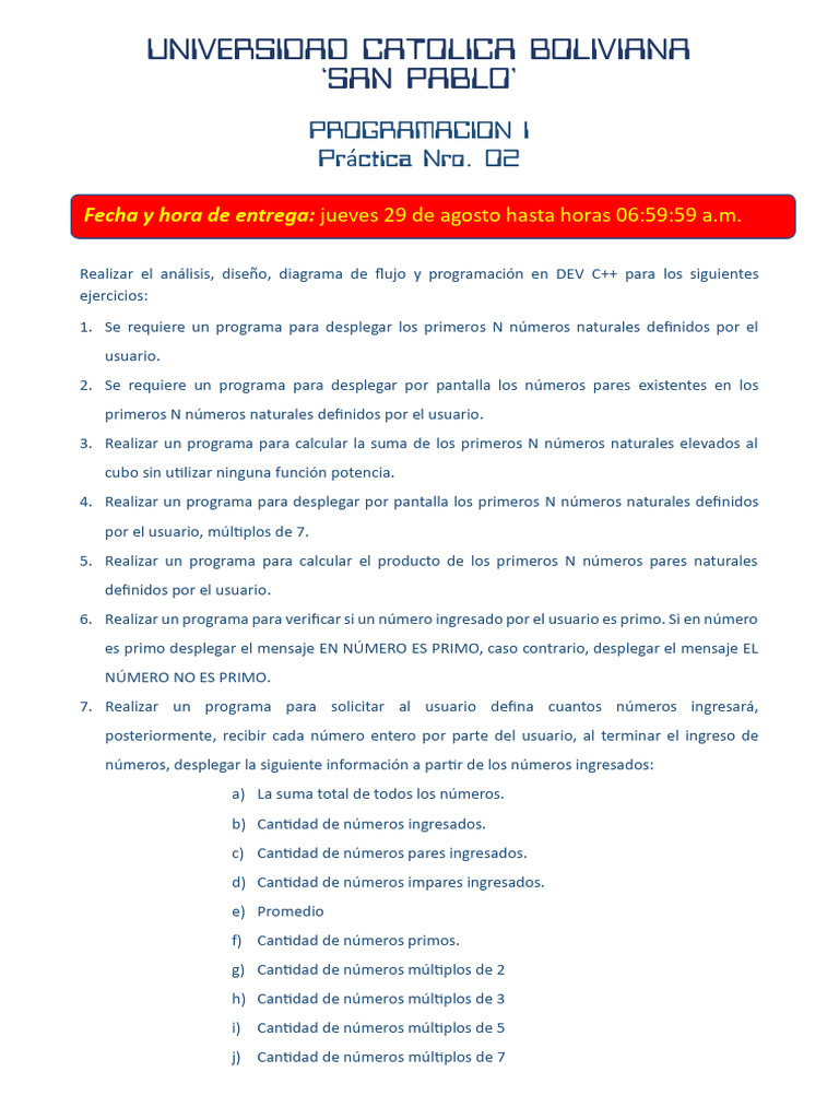 SIS 112 Programación 1 Practica 02 2024 02 | PDF