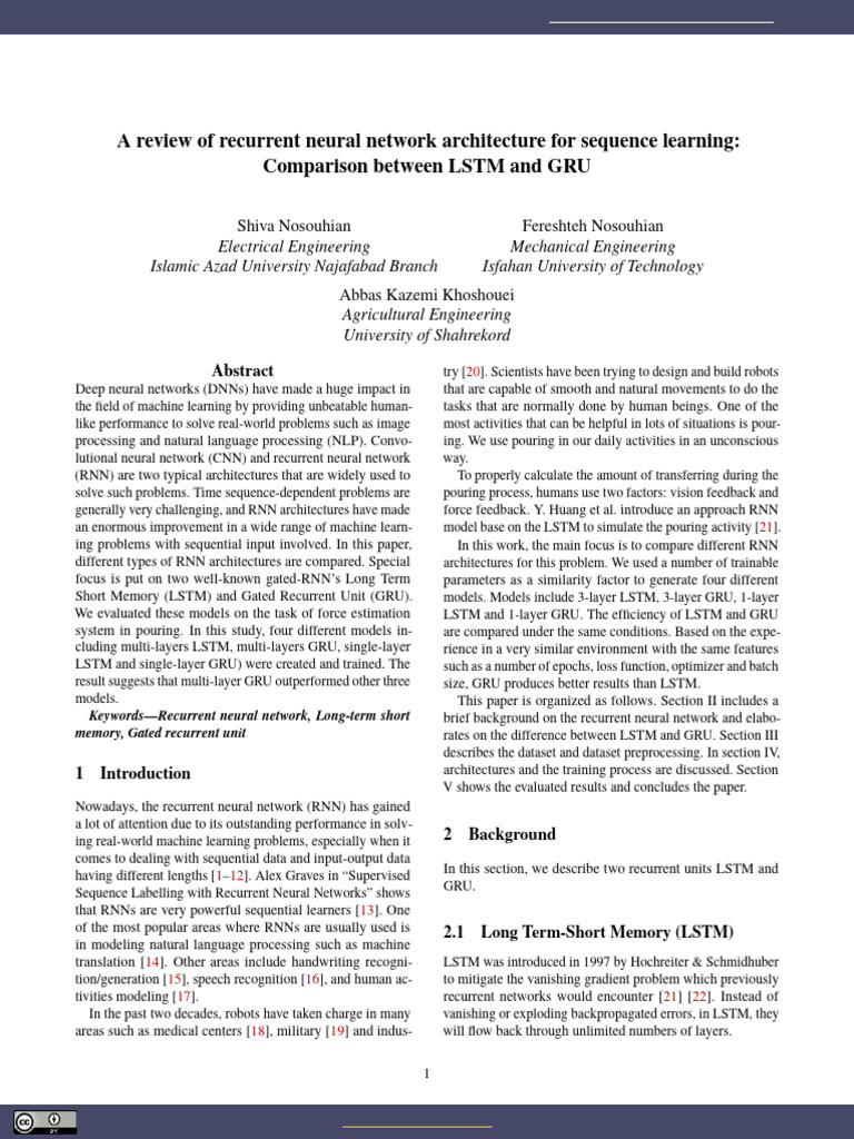 A Review Of Recurrent Neural Network Architecture For Sequence Learning Comparison Between Lstm