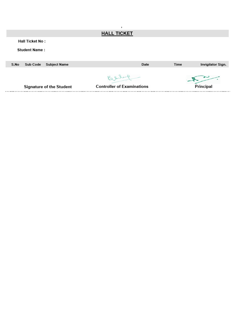 Hall Ticket Printing | PDF