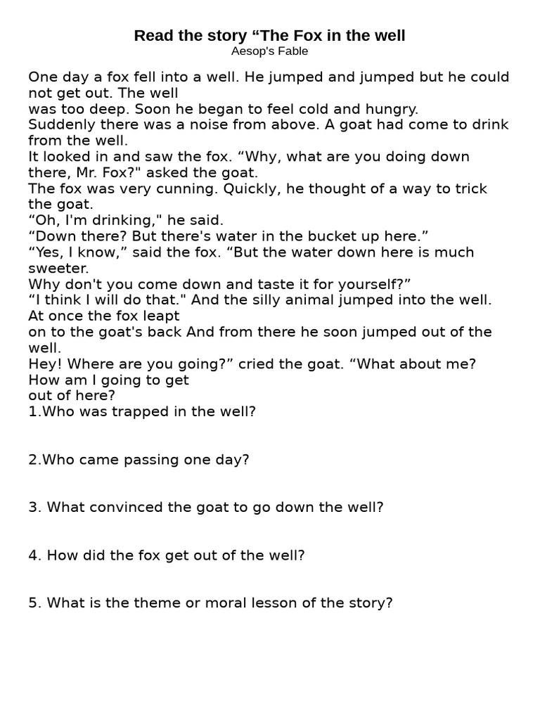 Read the FOX IN THE WELL | PDF