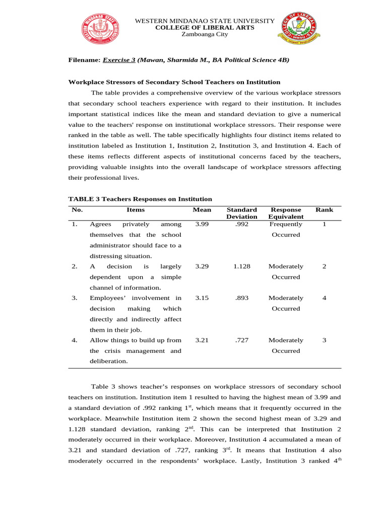Exercise 3 - Ce 103 Wmsu SPSS | PDF