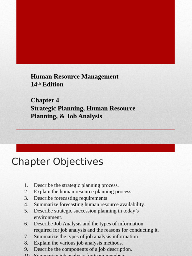 Chapter 4 - Strategic Planning and Human Resource Planning and Job ...
