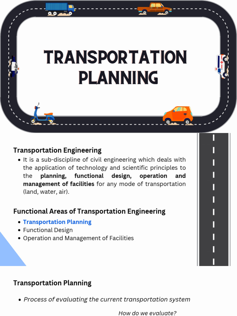 CE431 - ToPIC 1.2 - Transportation Planning | PDF