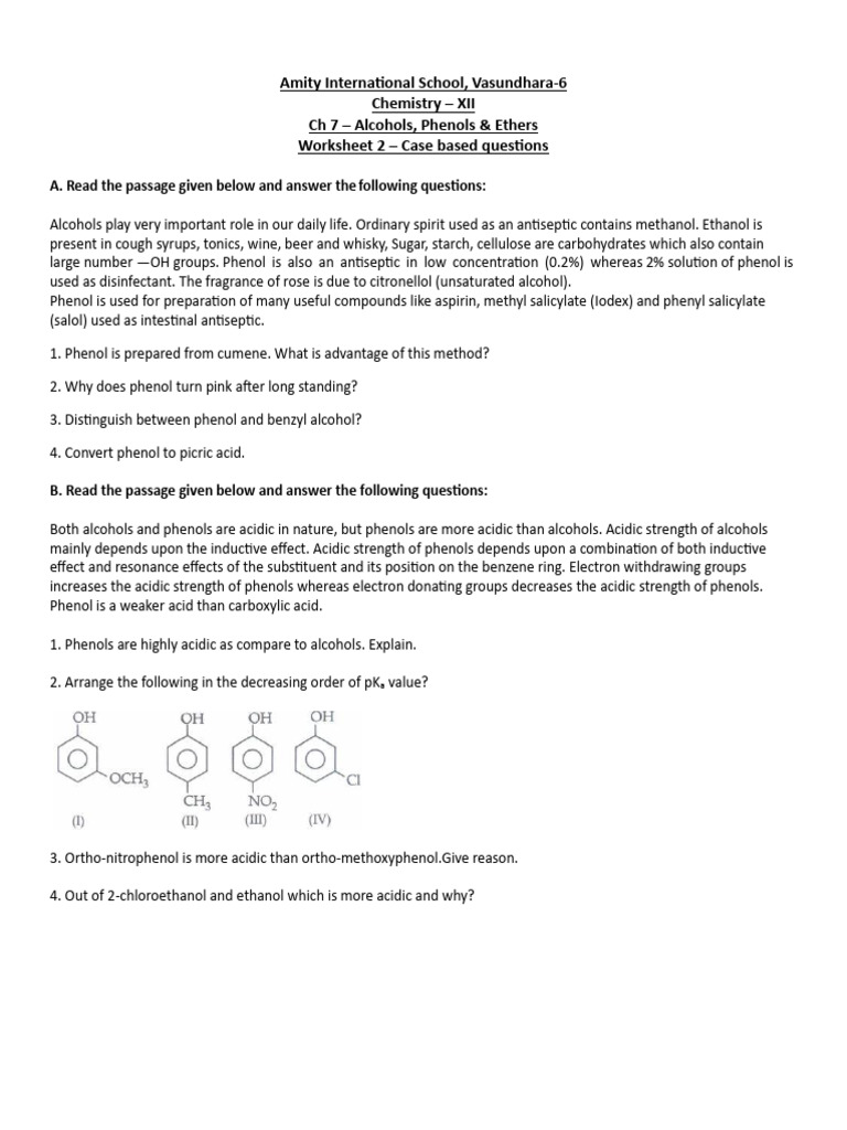 AISV6_CHEMISTRY_XII_CH7_WORKSHEET 2_CBQ | PDF