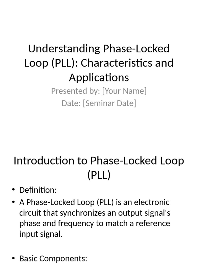 Pll Seminar Presentation Pdf