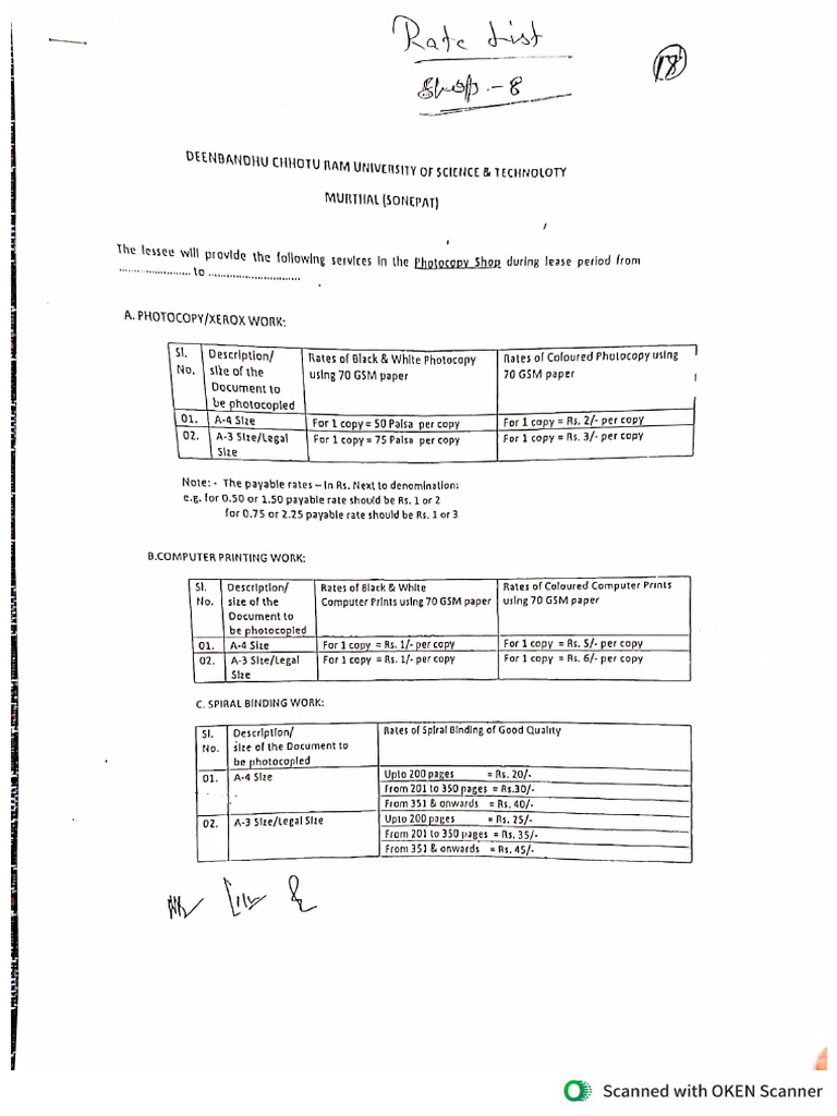 Rate List | PDF