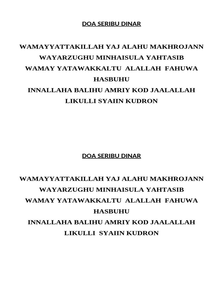 Doa Seribu Dinar | PDF