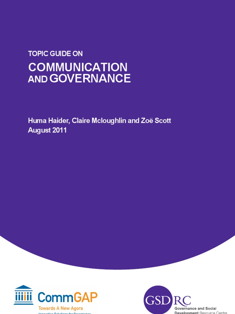 Topic Guide On Communication and Governance | PDF | Governance | Good ...