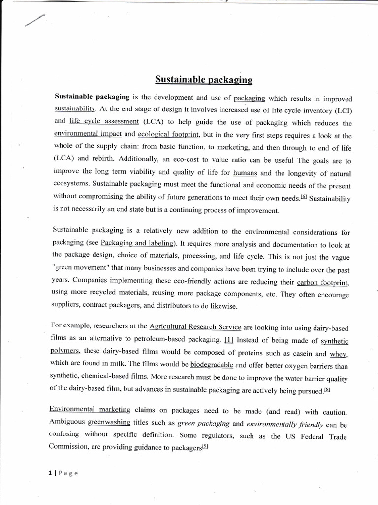 Sustainable Packaging | PDF