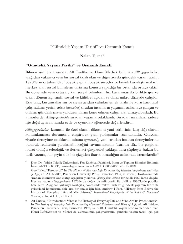 "Gündelik Yaşam Tarihi" Ve Osmanlı Esnaf | PDF