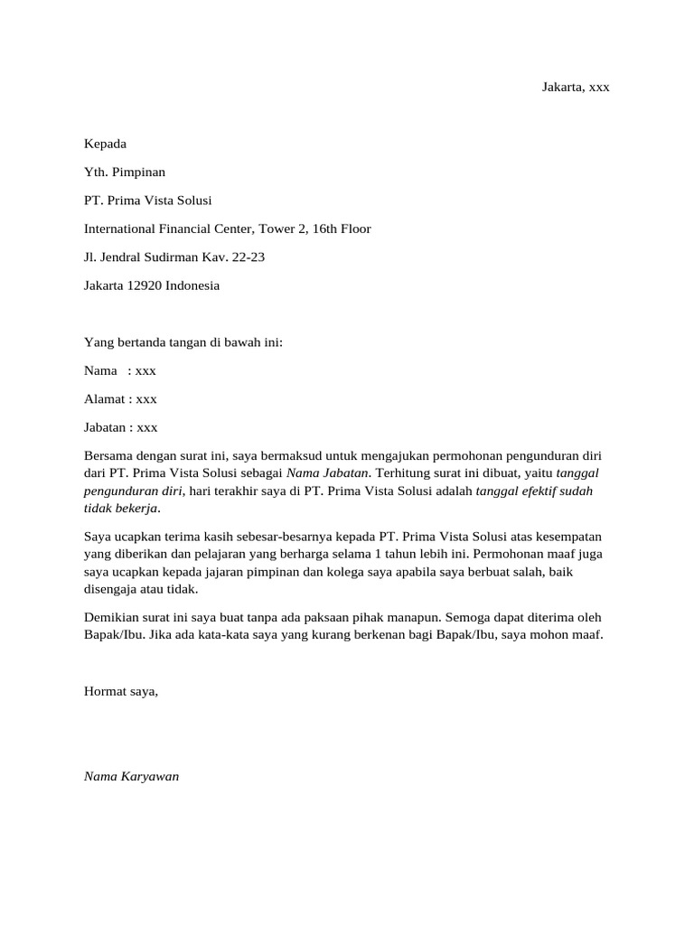 Template Surat Resign | PDF