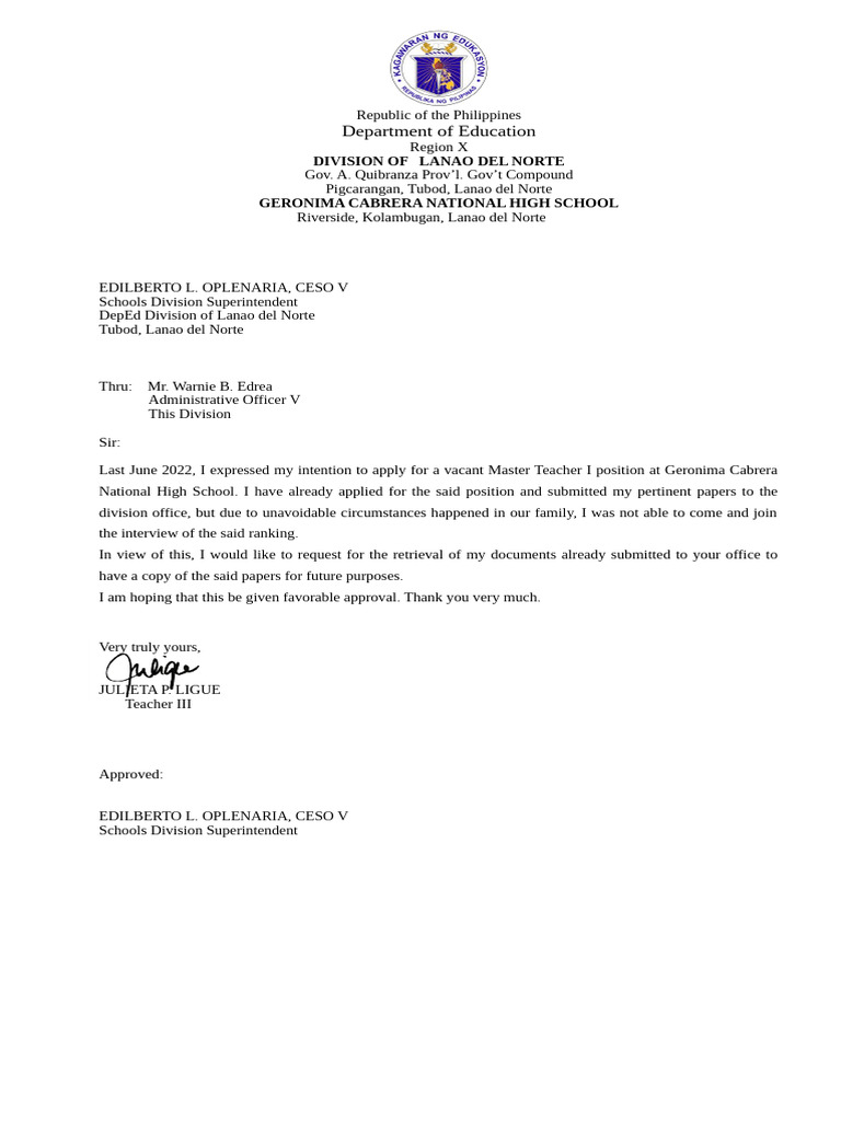 Intent Letter To Retrieve MT I Documents - LIGUE | PDF