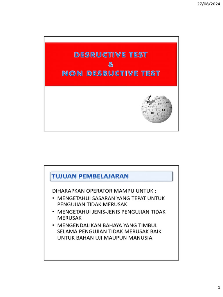 Non Destructive Test (NDT) | PDF