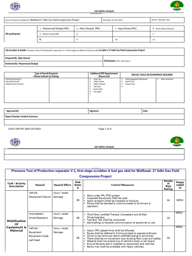 JSA Adi Gas Field Compression Project Pressure Test of Production ...