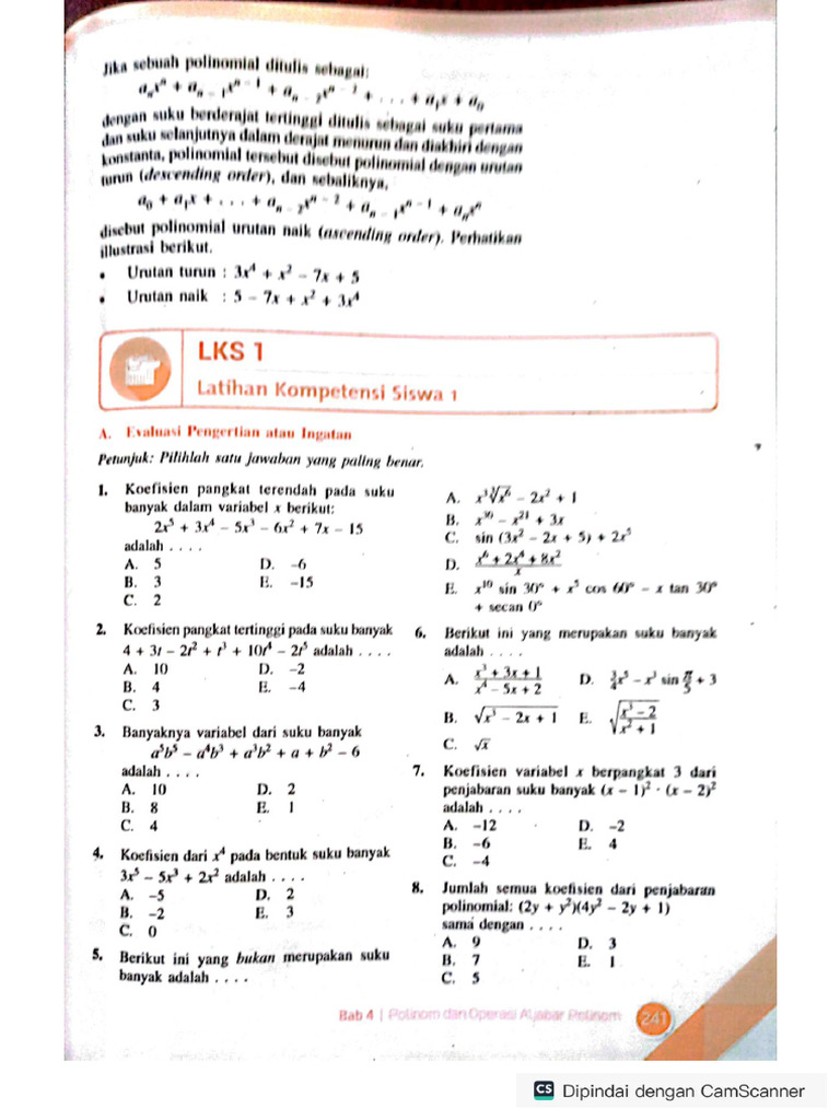 Soal-Soal Polinom (Sukino) | PDF