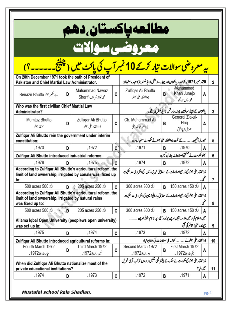 Pak Study 10 | PDF
