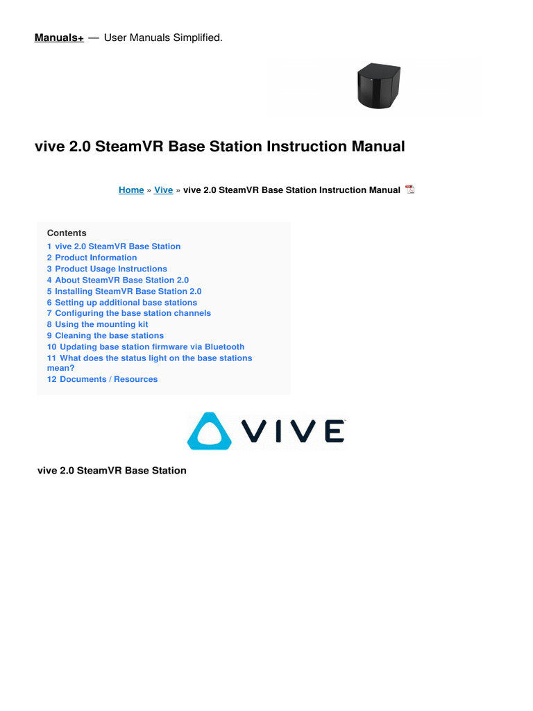 steam vr base-station-manual | PDF