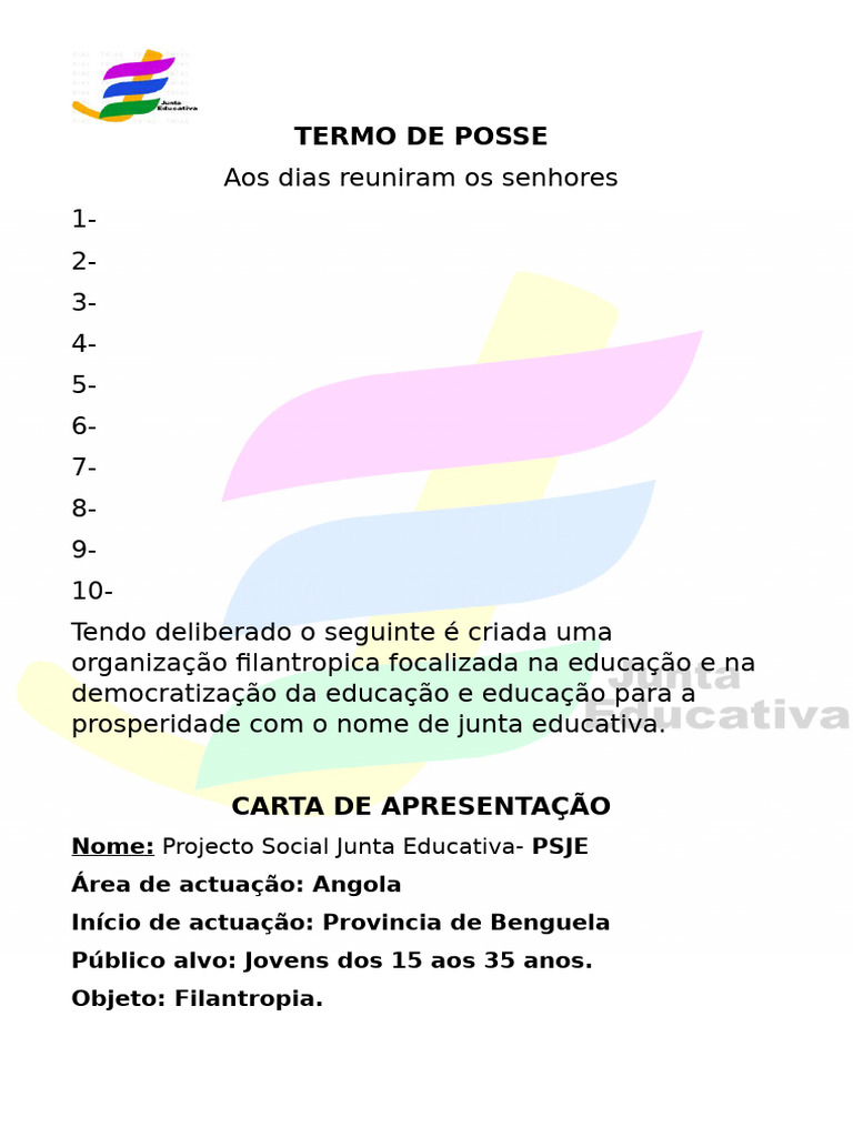 PJSE - Termo de Posse de Orgãos Sociais. | PDF