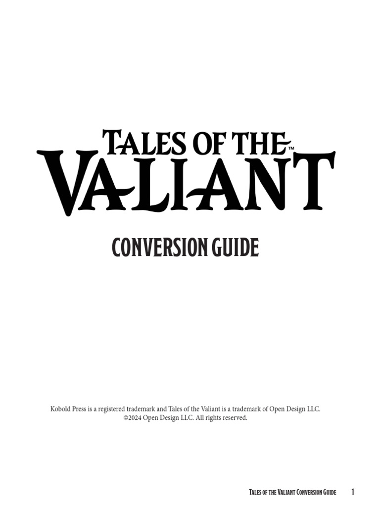 Tales of the Valiant Conversion Guide Dk9rgr | PDF