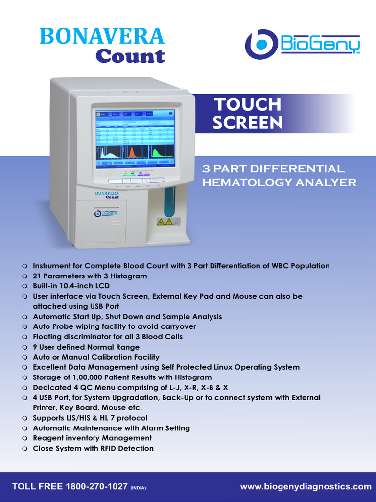 Biogeny Bonavera Count Hematology Analyzer | PDF