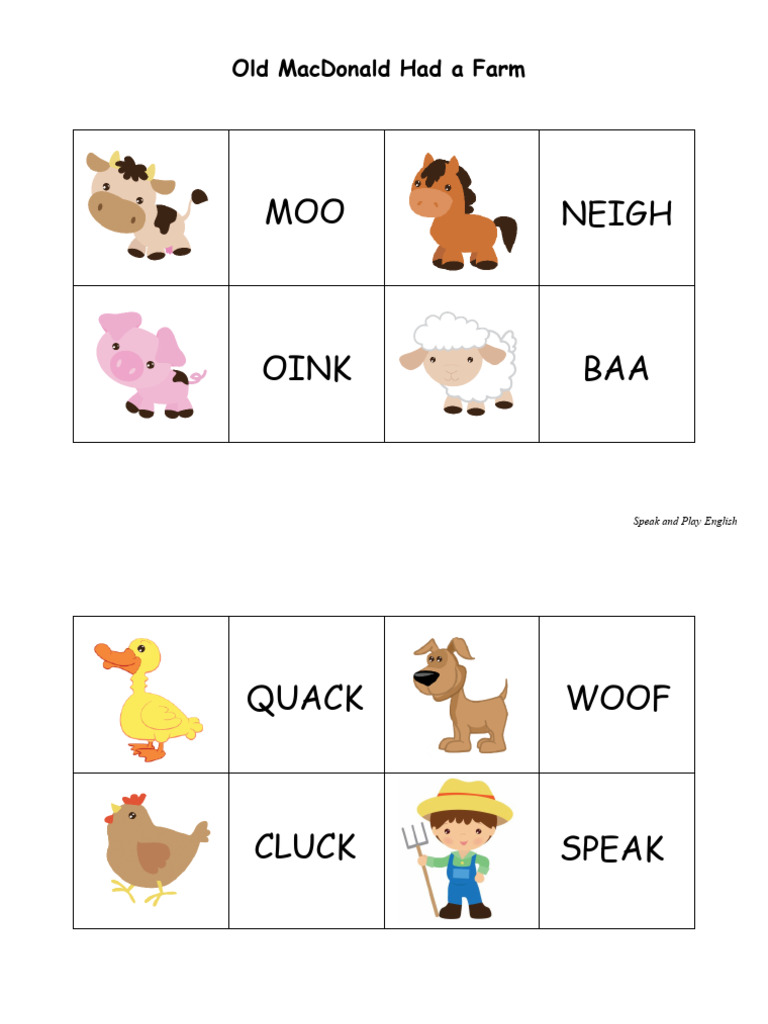 Old MacDonald Had A Farm Game Activities For Toddlers | PDF