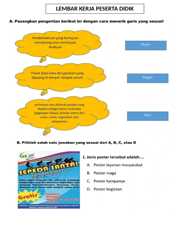 LKPD Teks Iklan Slogan, Poster | PDF