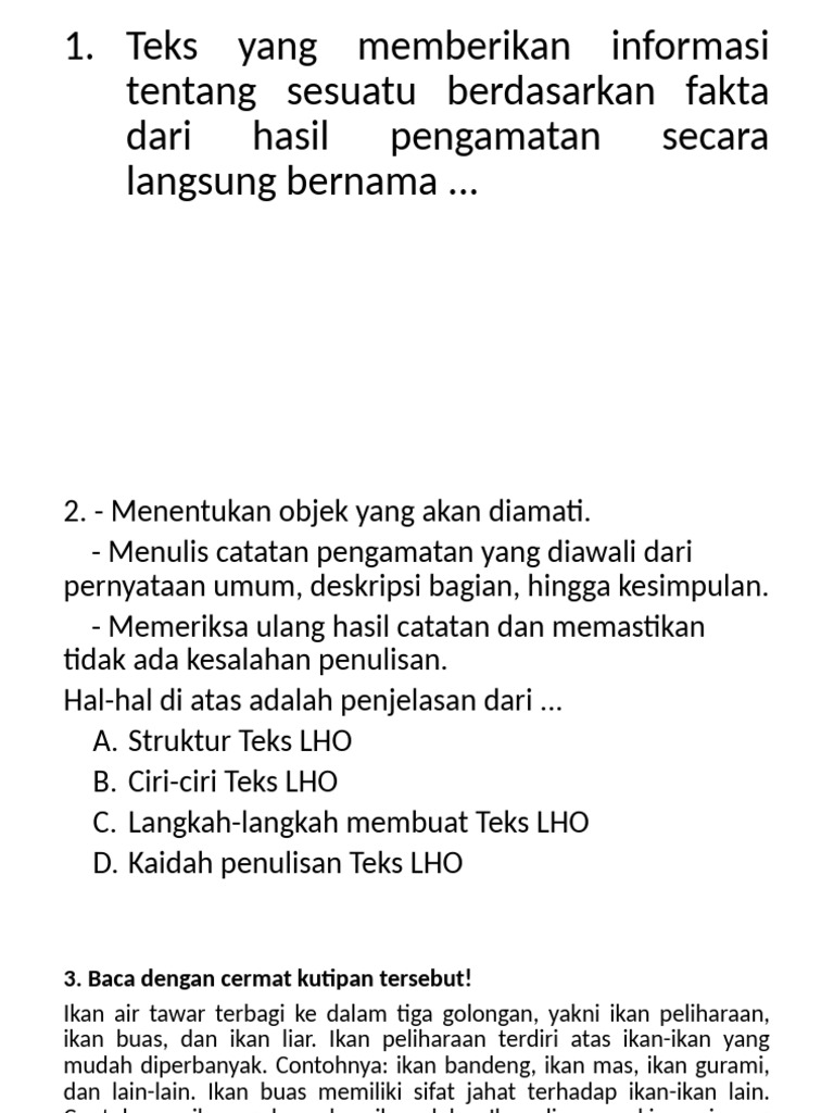 Ulangan Teks LHO | PDF