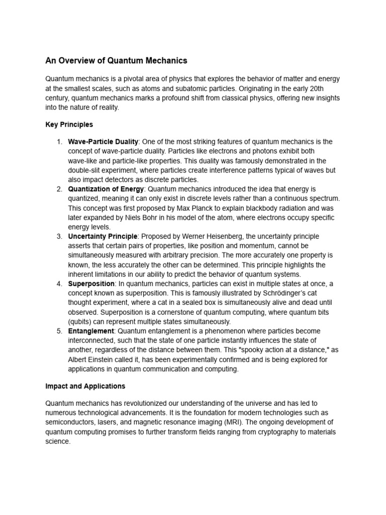 An Overview Of Quantum Mechanics Pdf