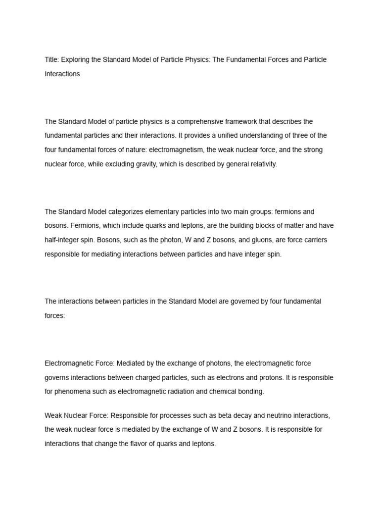 Title - Exploring The Standard Model of Particle Physics - The ...