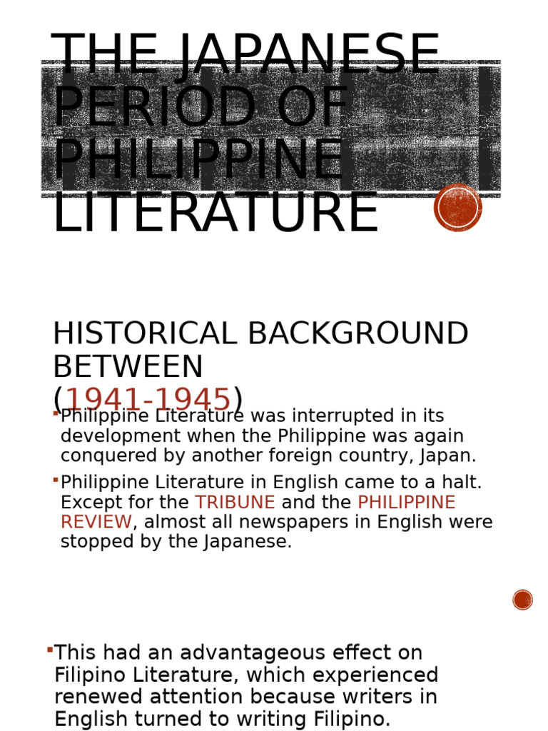 The Japanese Period of Philippine Literature | PDF