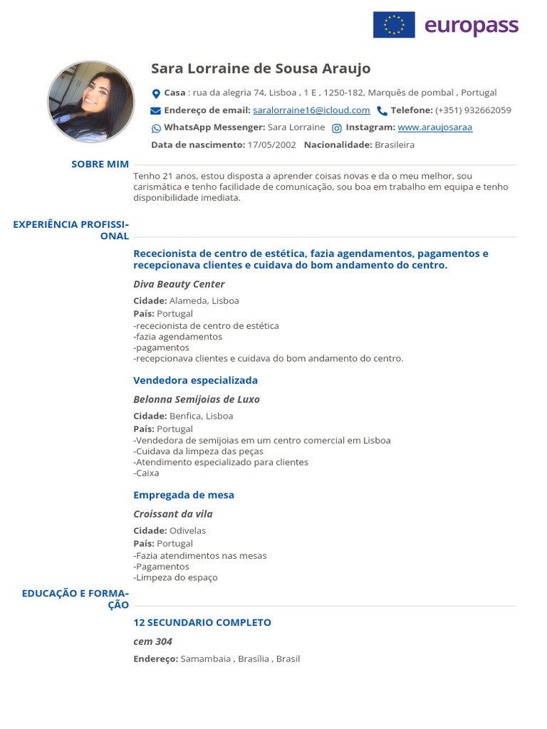 CV Sara Lorraine 2024 | PDF