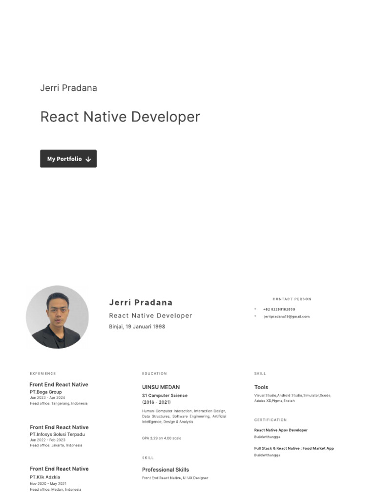 CV and Portfolio Jerri - Pradana | PDF