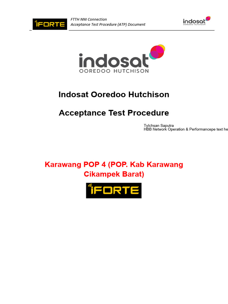 Contoh ATP - FTTH NNI Connection POP 4 Karawang - Approved - 20240714 | PDF