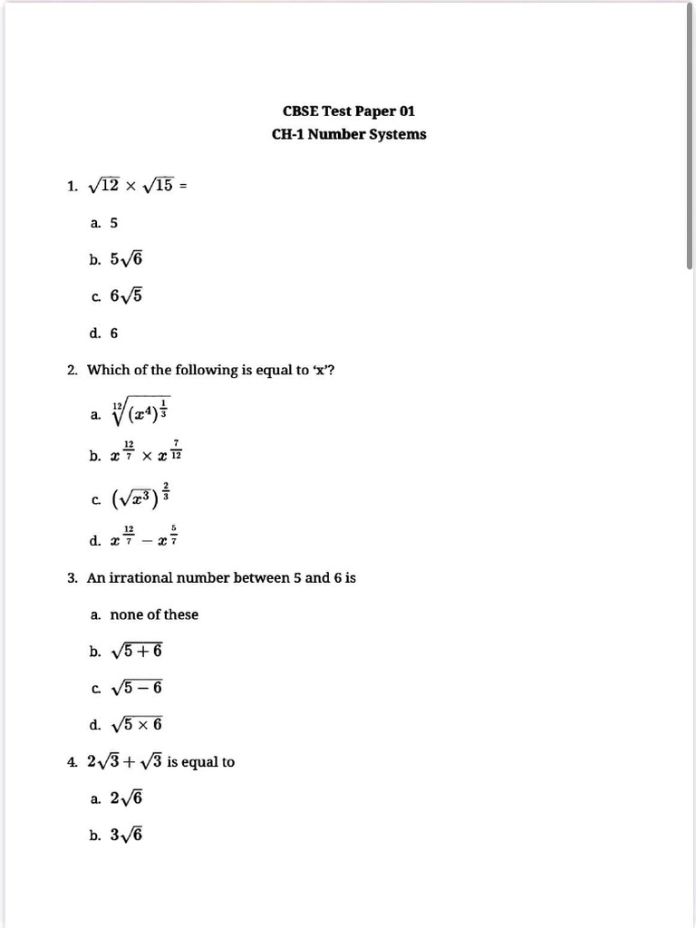 Number System Class 9 | PDF